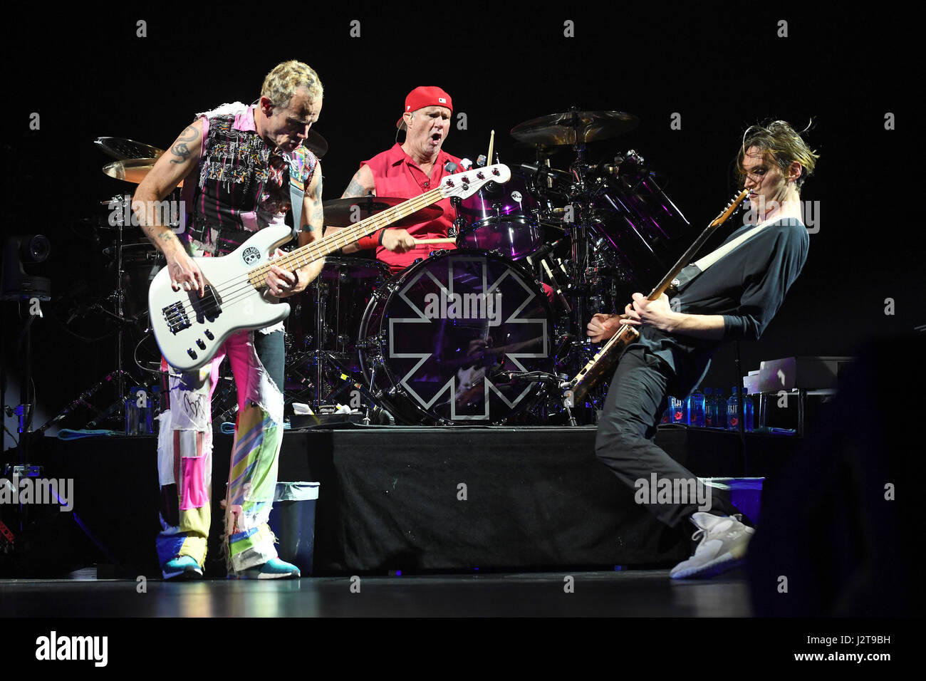 Miami, FL, USA. 29th Apr, 2017. Flea, Chad Smith and Josh Klinghoffer ...
