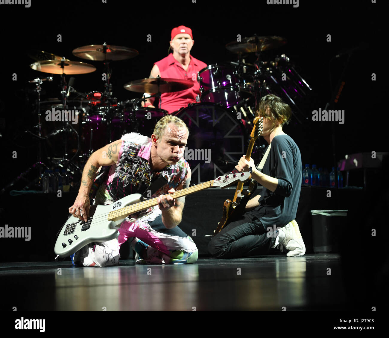 Miami, FL, USA. 29th Apr, 2017. Flea, Chad Smith and Josh Klinghoffer ...