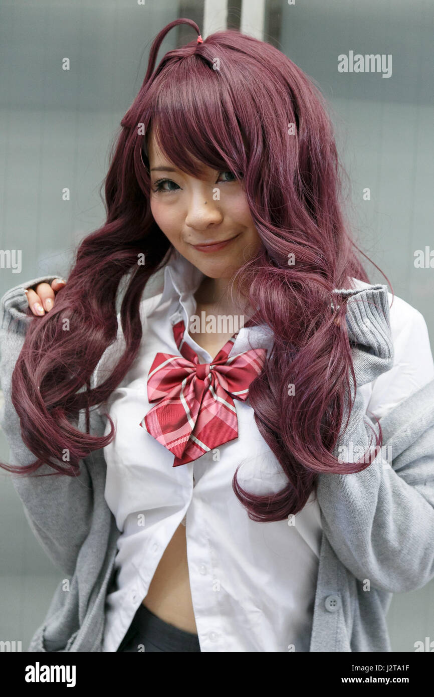 Chiba, Japan. 30th Apr, 2017. A cosplayer poses for a photograph during ...