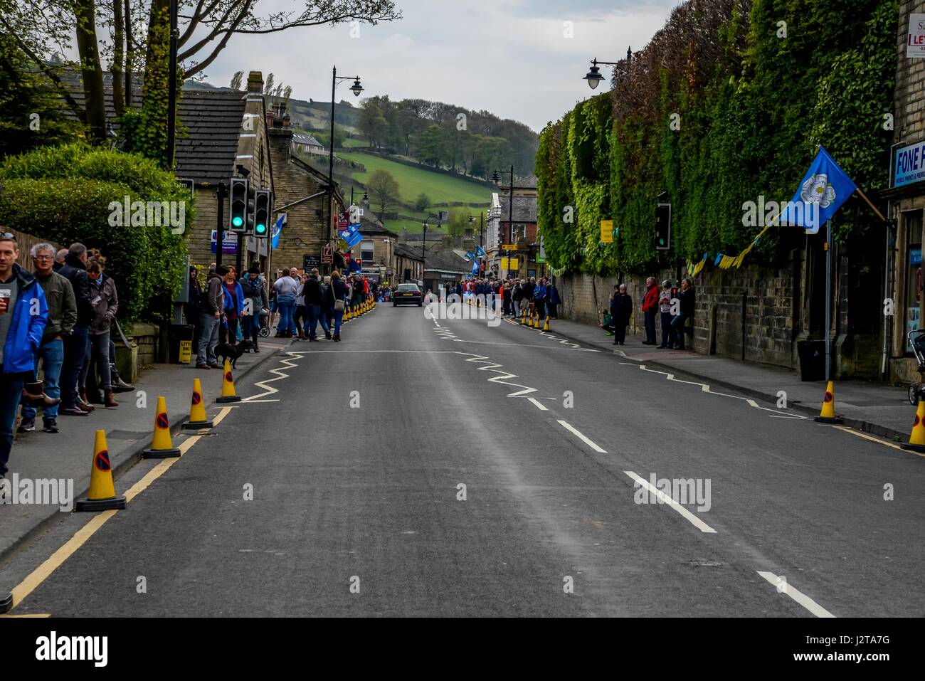 Holmfirth, England. 30th April, 2017. the crowds gather in Holmfirth to ...