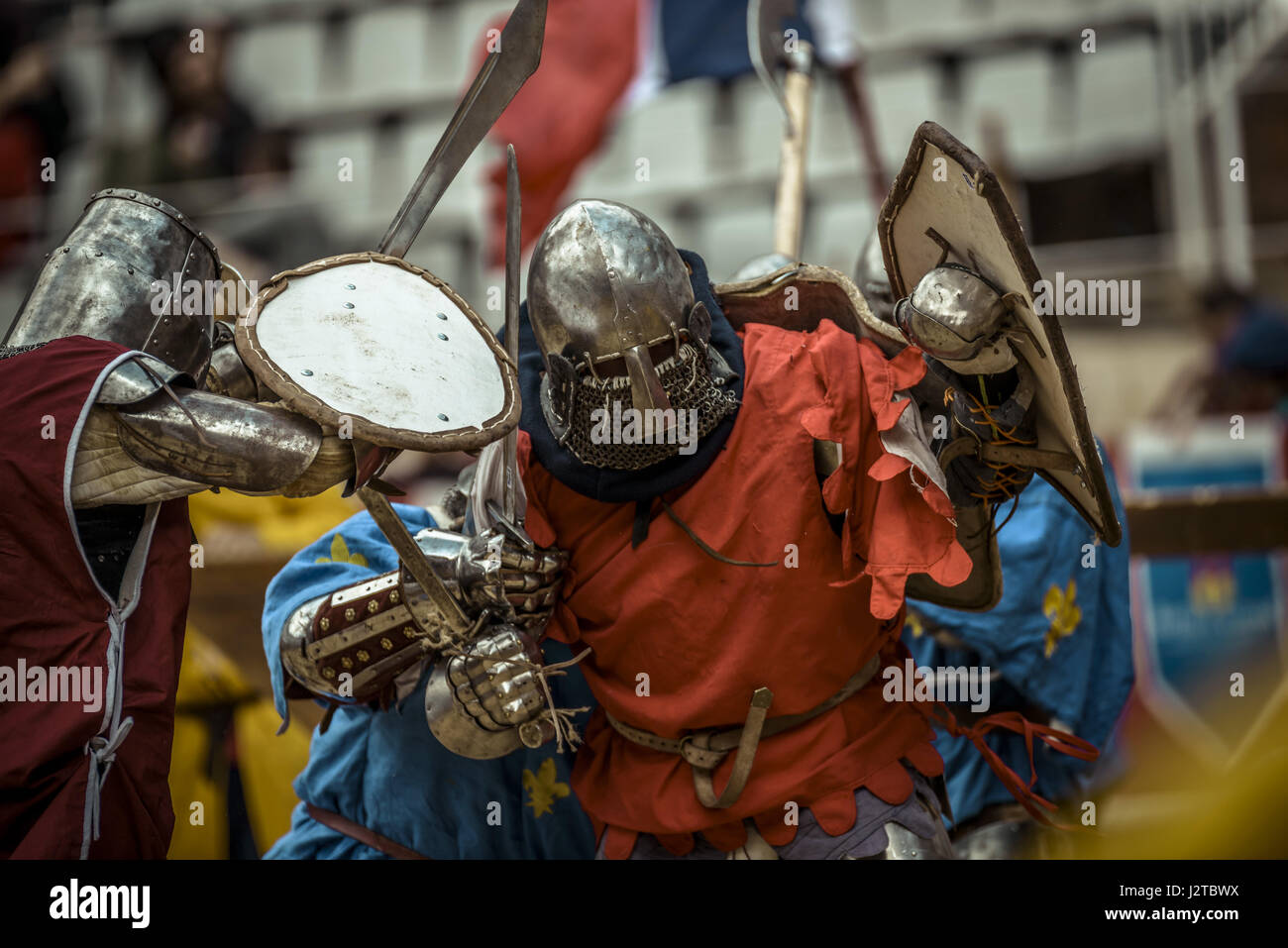 Barcelona, Spain. 30th Apr, 2017. Two would-be knights from team ...