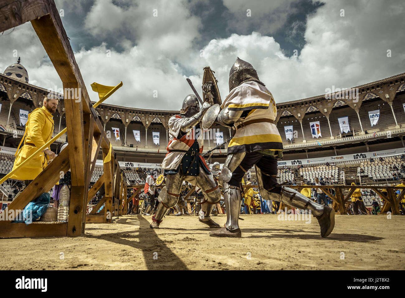 Barcelona, Spain. 30th Apr, 2017. Two would-be knights from team USA (L ...
