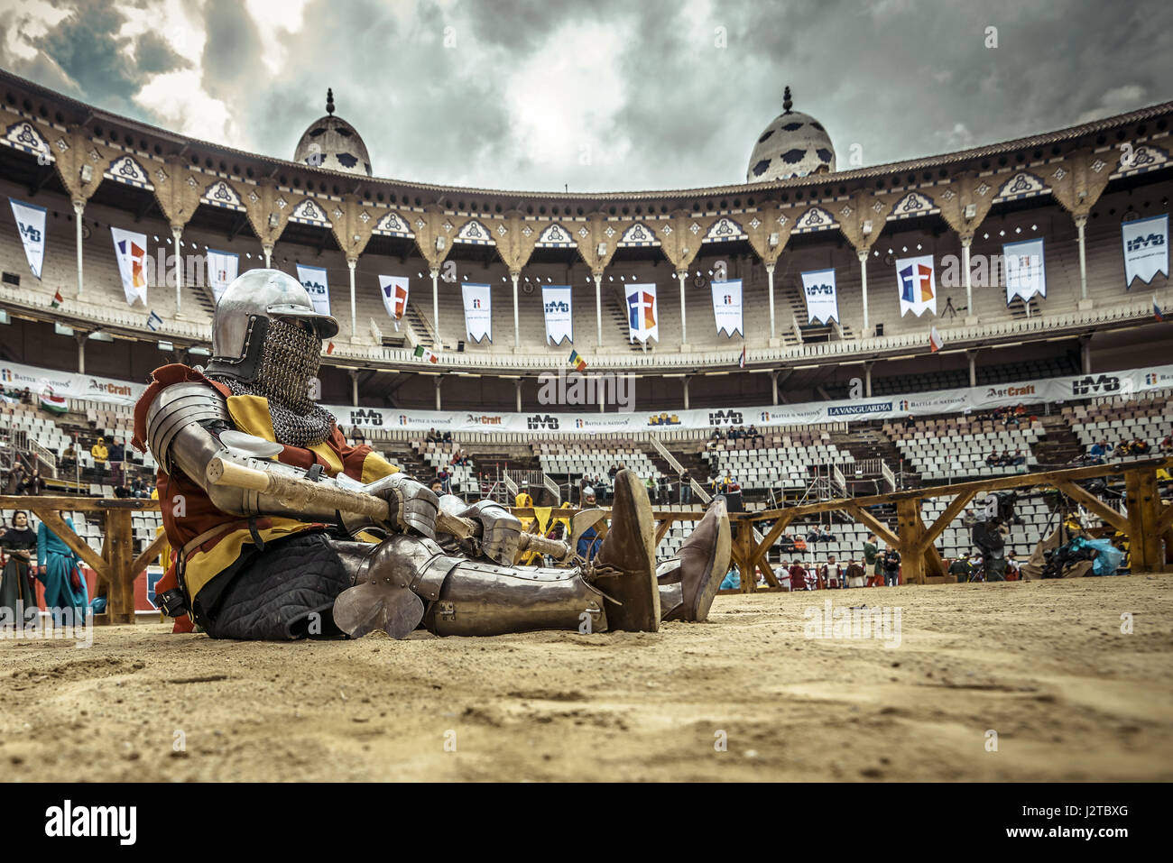 Barcelona, Spain. 30th Apr, 2017. An injured would-be knights from team ...