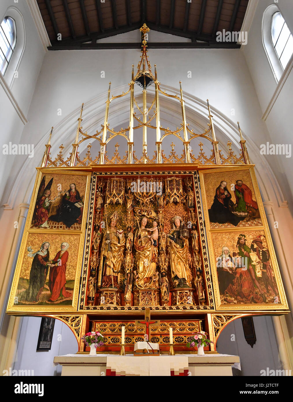 A view of the restored crosses over the high altar of St.-Marien church ...