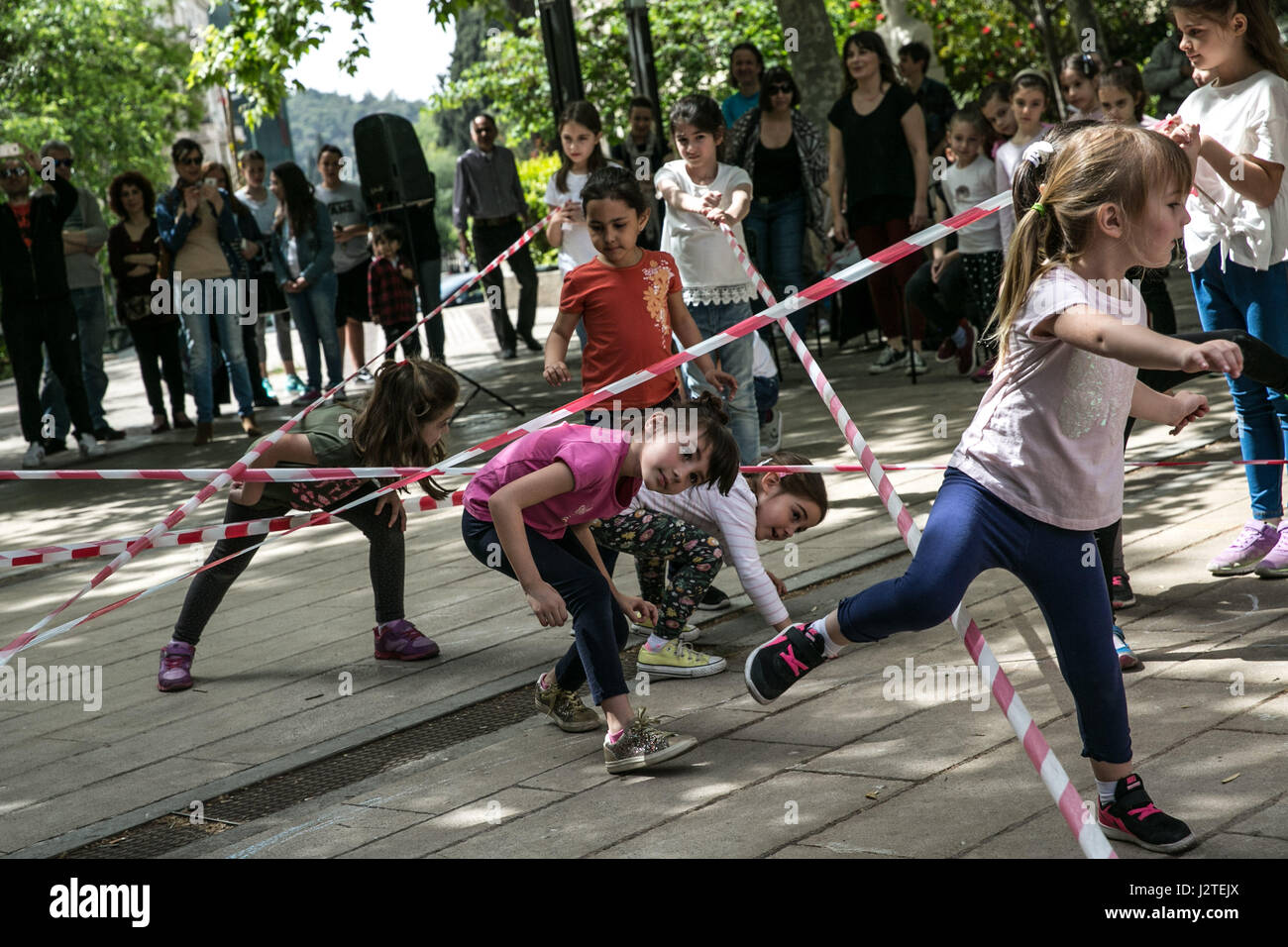 Athens, Greece. 29th Apr, 2017. Children dance to celebrate ...