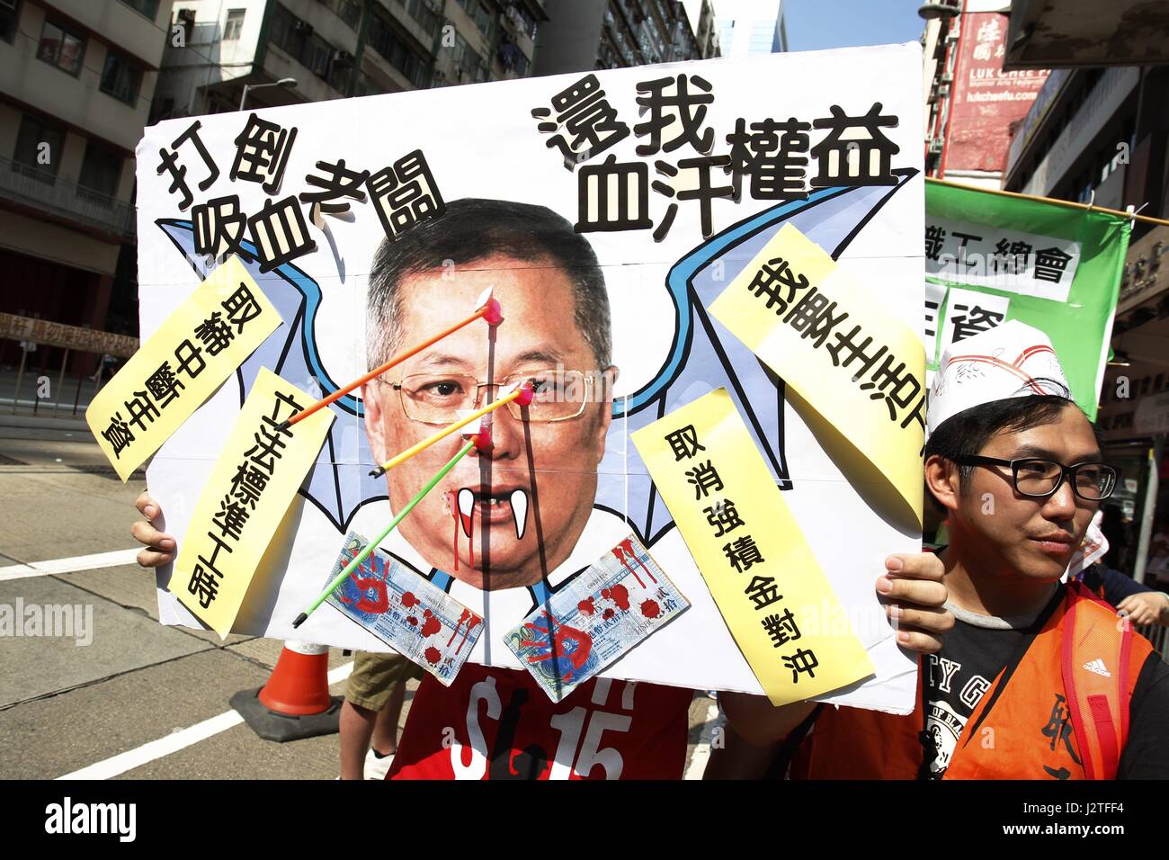 Hong Kong, China. 1st May, 2017. Mockery image of Tommy Cheung, a local ...