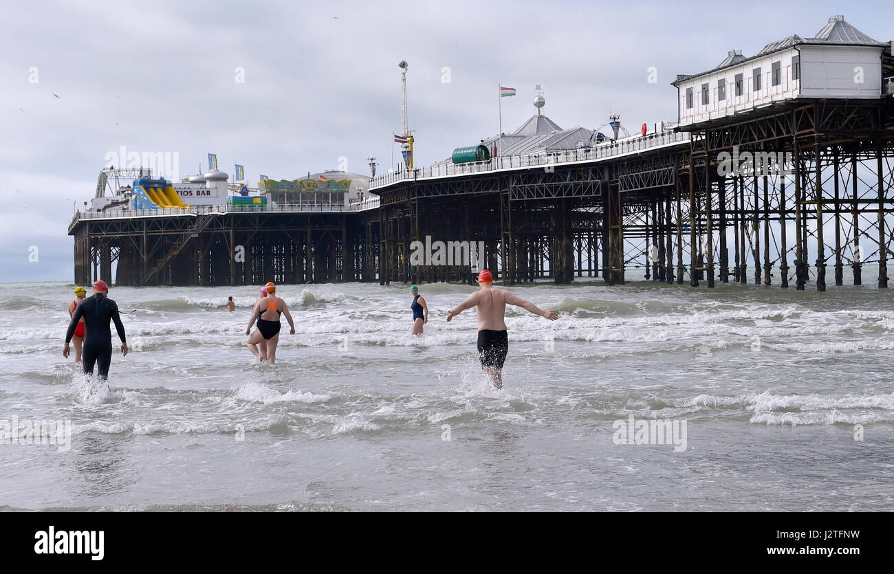 Brighton, UK. 1st May, 2017. Swimmers from Brighton Swimming Club enjoy ...