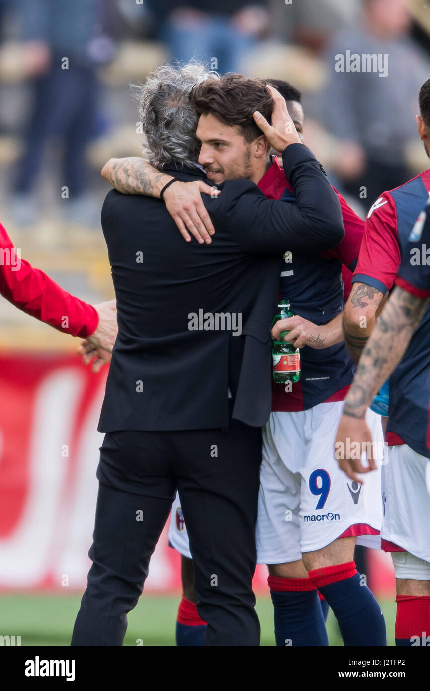 Bologna, Italy. 30th Apr, 2017. (L-R) Roberto Donadoni, Simone Verdi ...