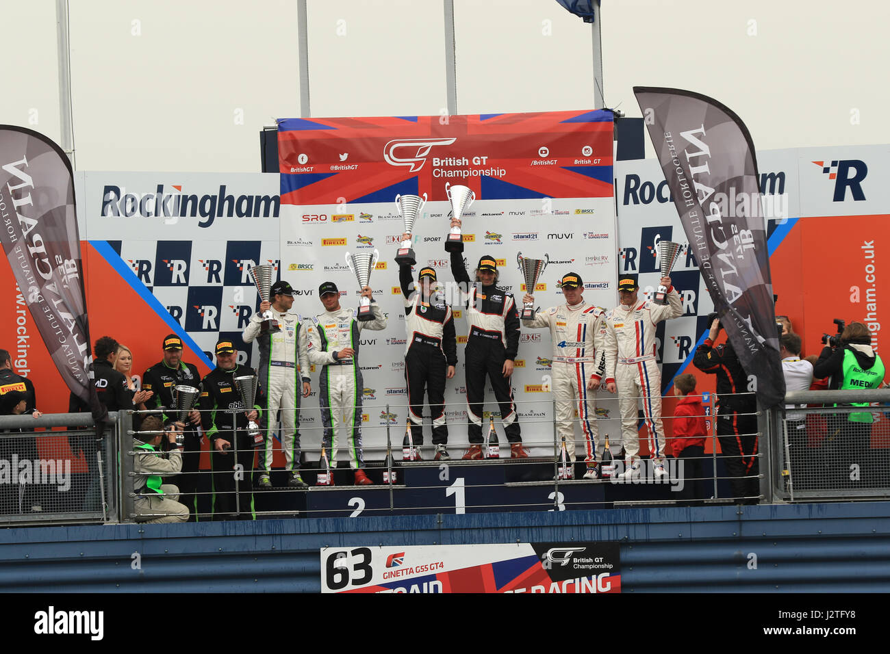 Rockingham, UK. 30th Apr, 2017. Podium for the GT3 class at the British ...