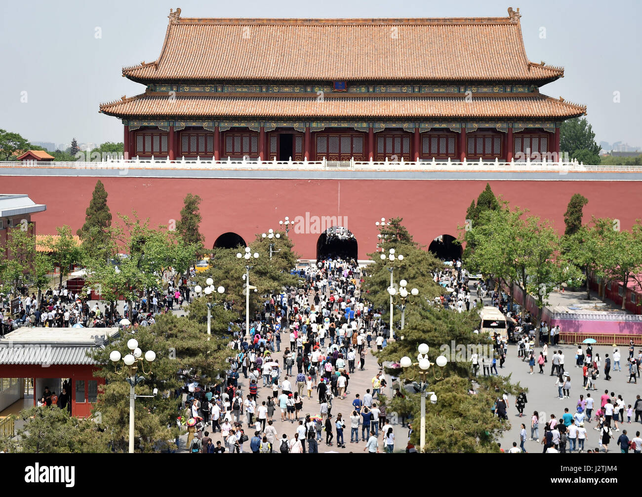 Beijing, China. 1st May, 2017. Tourists are seen outside the Palace ...