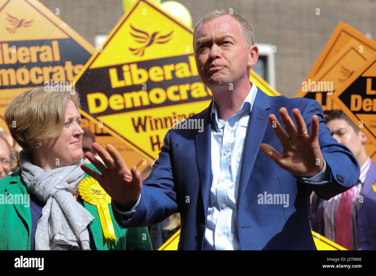 London, UK. 01st May, 2017. Tim Farron speaks at the rally in North ...