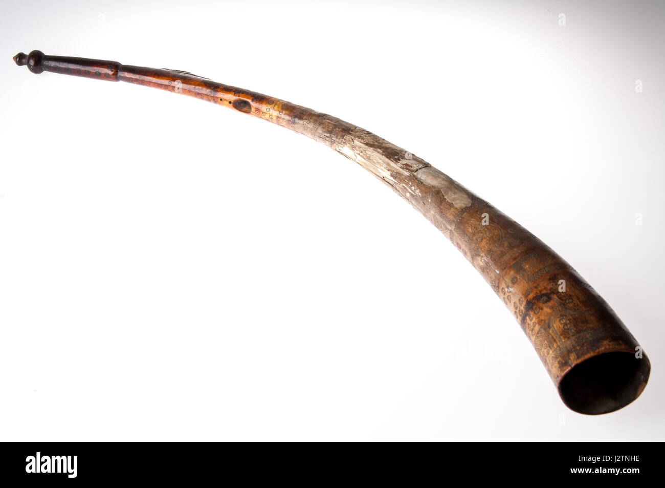 African music instrument, trumpet with African symbols, handmade ...