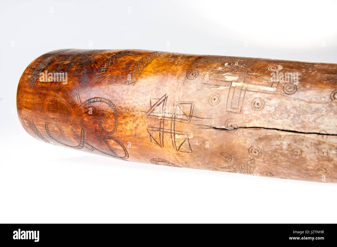 African music instrument, trumpet with African symbols, handmade ...