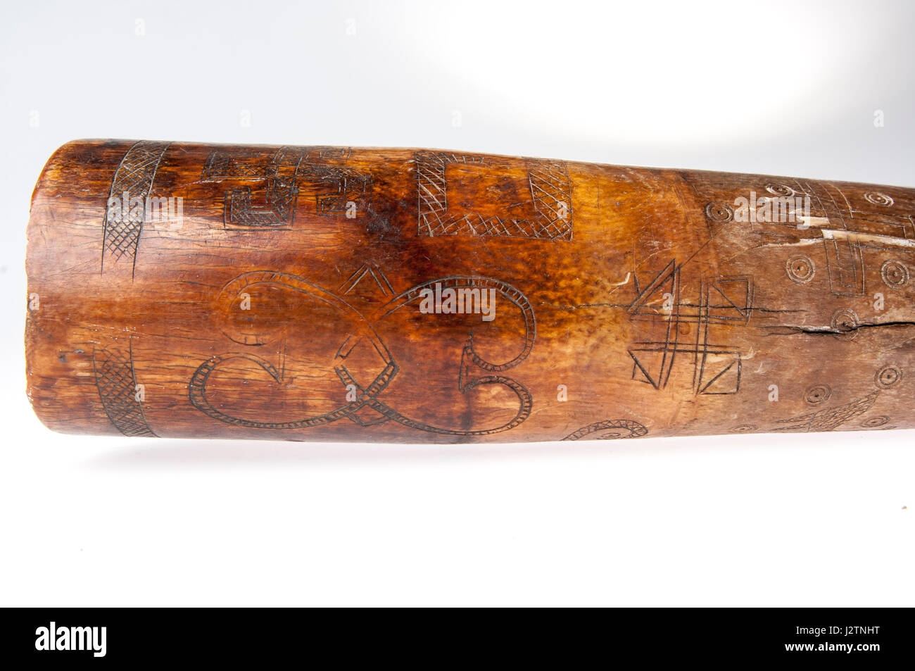 African music instrument, trumpet with African symbols, handmade ...