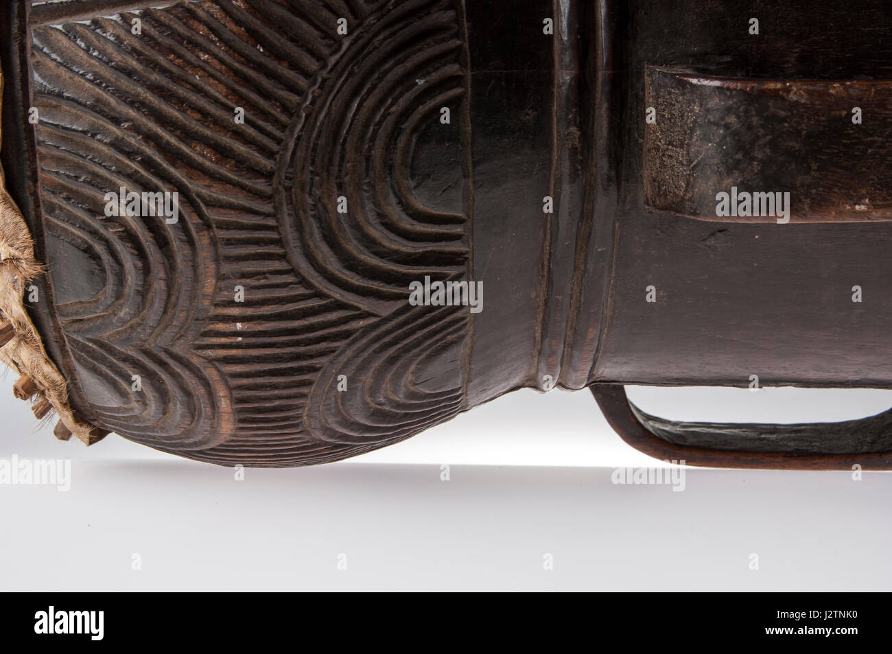 African music instrument, drum made of wood, isolated on white ...