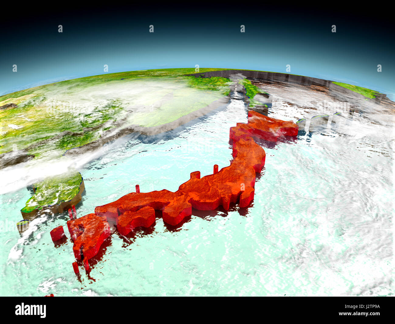 Japan map satellite geography hi-res stock photography and images - Alamy