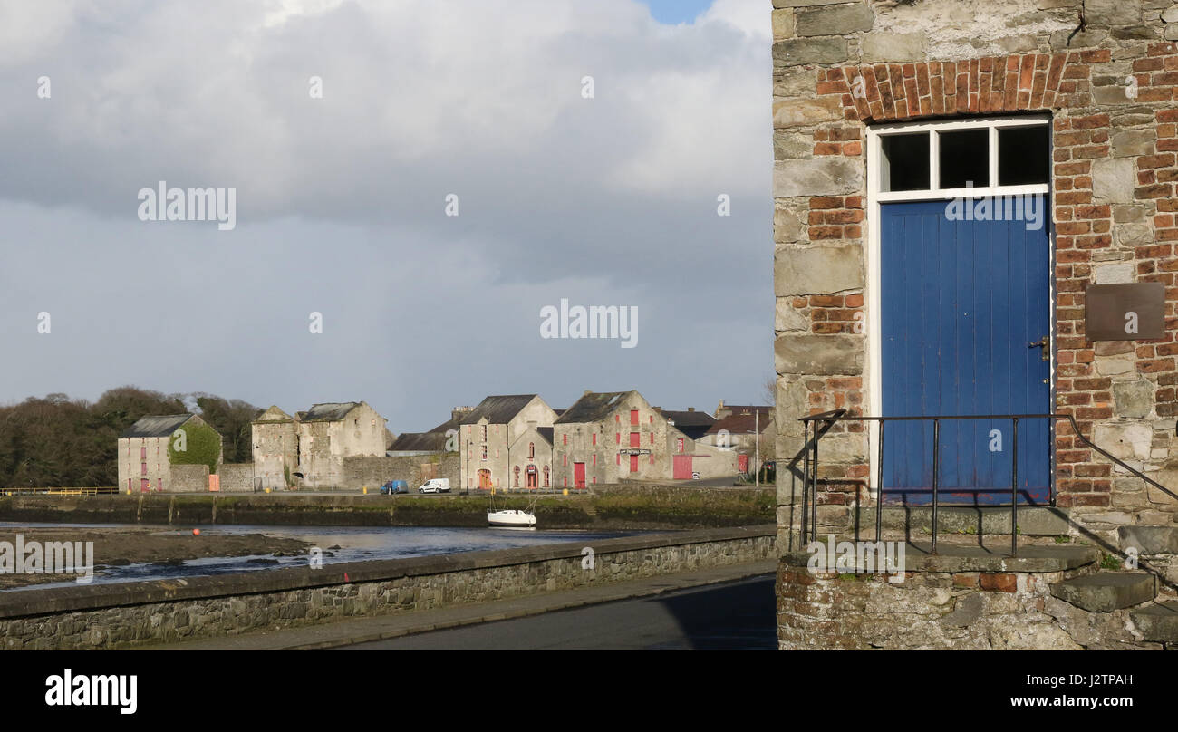 Old stone residence and the River Lennon in Ramelton, County Donegal ...