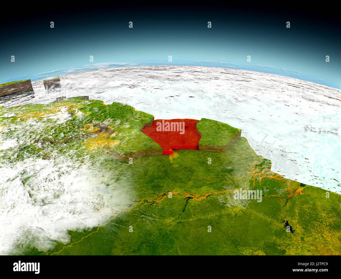 Suriname map satellite view