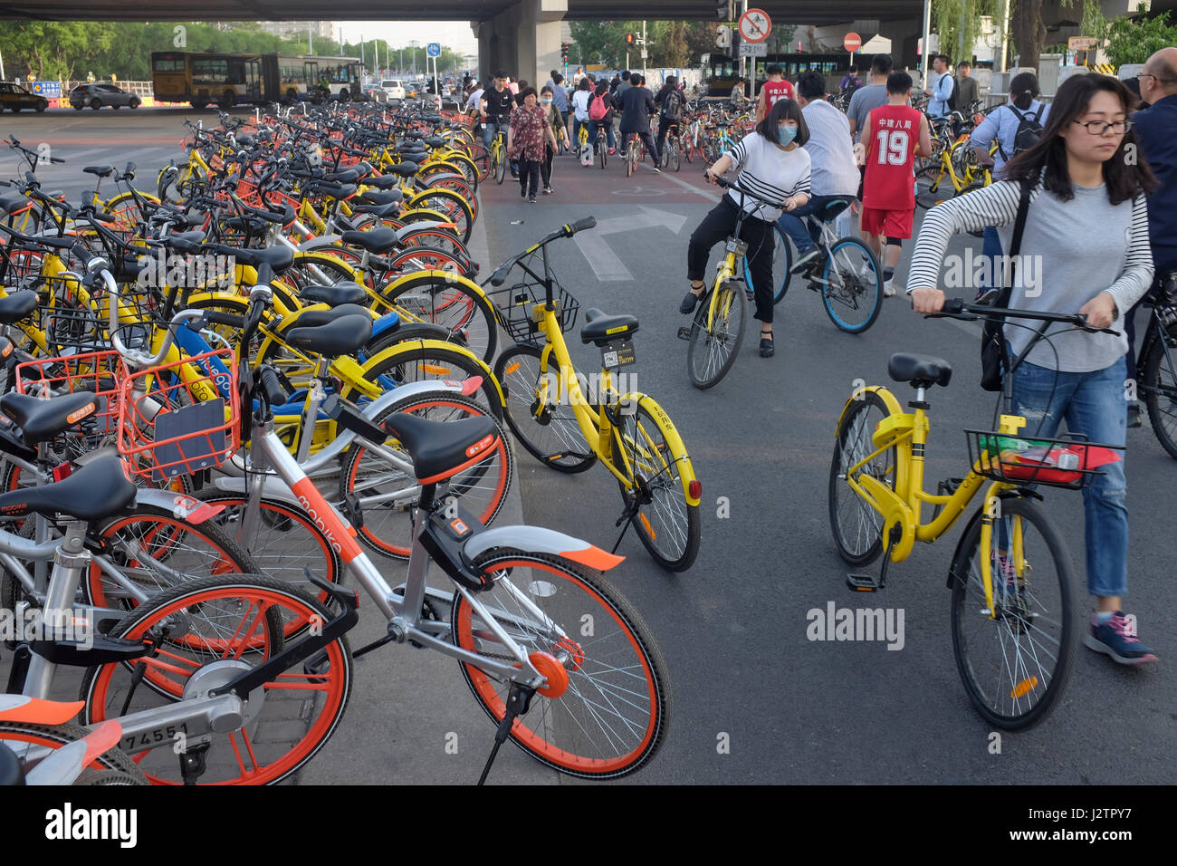 People use sharing-bikes in Beijing, China. 29-Apr-2017 Stock Photo - Alamy
