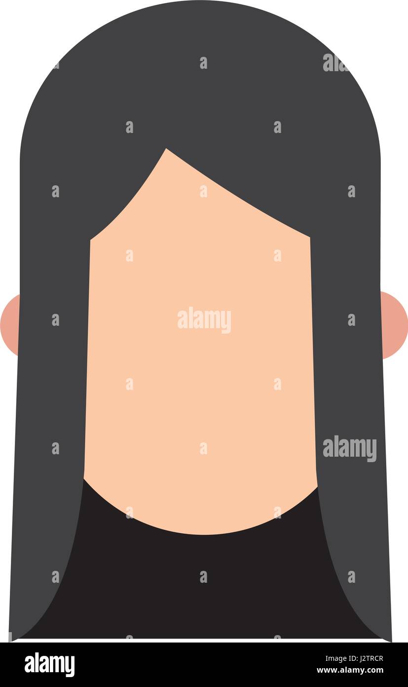 girl black hair faceless people character image Stock Vector Image ...