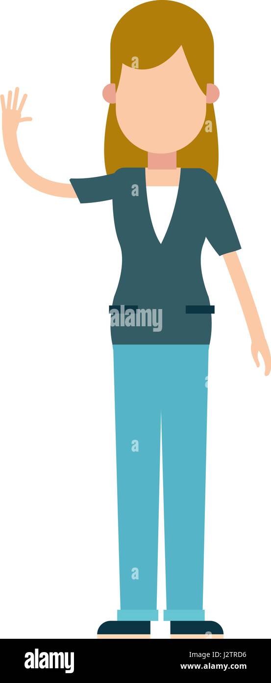 character blonde woman female waving hand Stock Vector Image & Art - Alamy