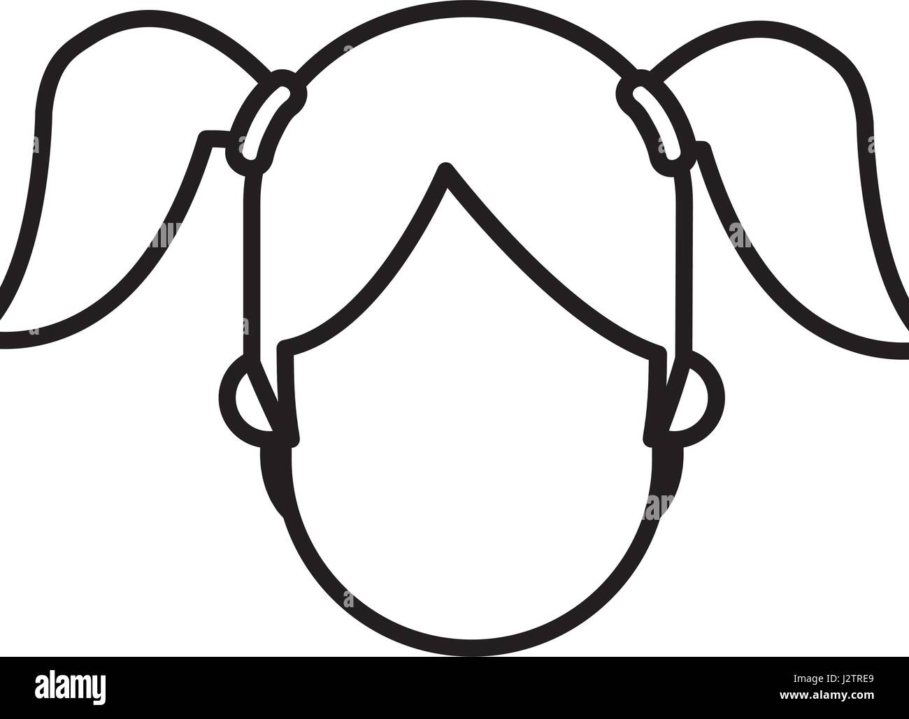outlined head faceless girl ponytails image Stock Vector Image & Art ...