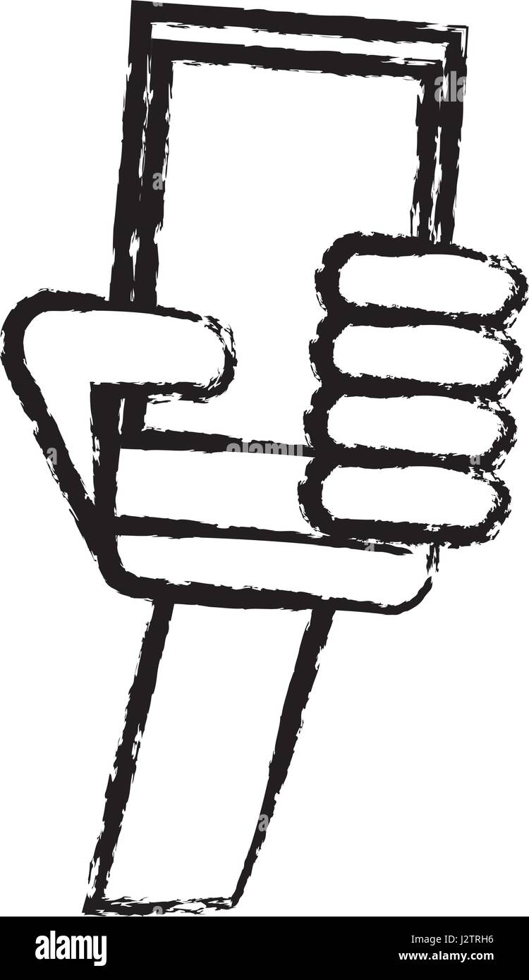 hand holding smartphone communication sketch Stock Vector Image & Art ...