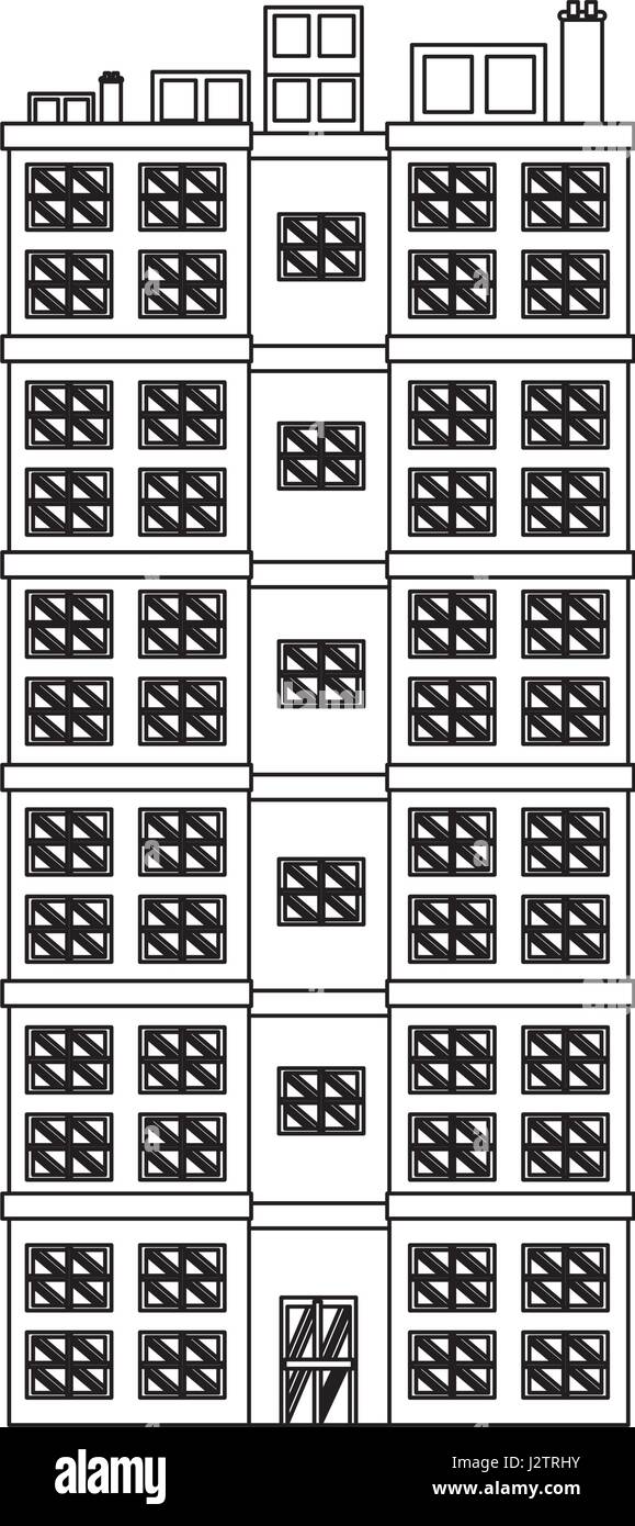 building residential apartment structure image outline Stock Vector ...