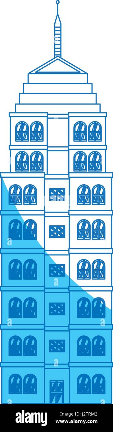 building hotel architecture facade blue line Stock Vector Image & Art ...