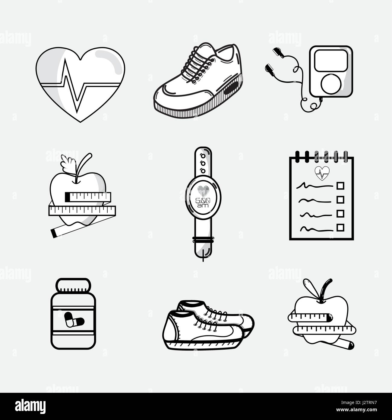 flat line set icon fitness Stock Vector Image & Art - Alamy