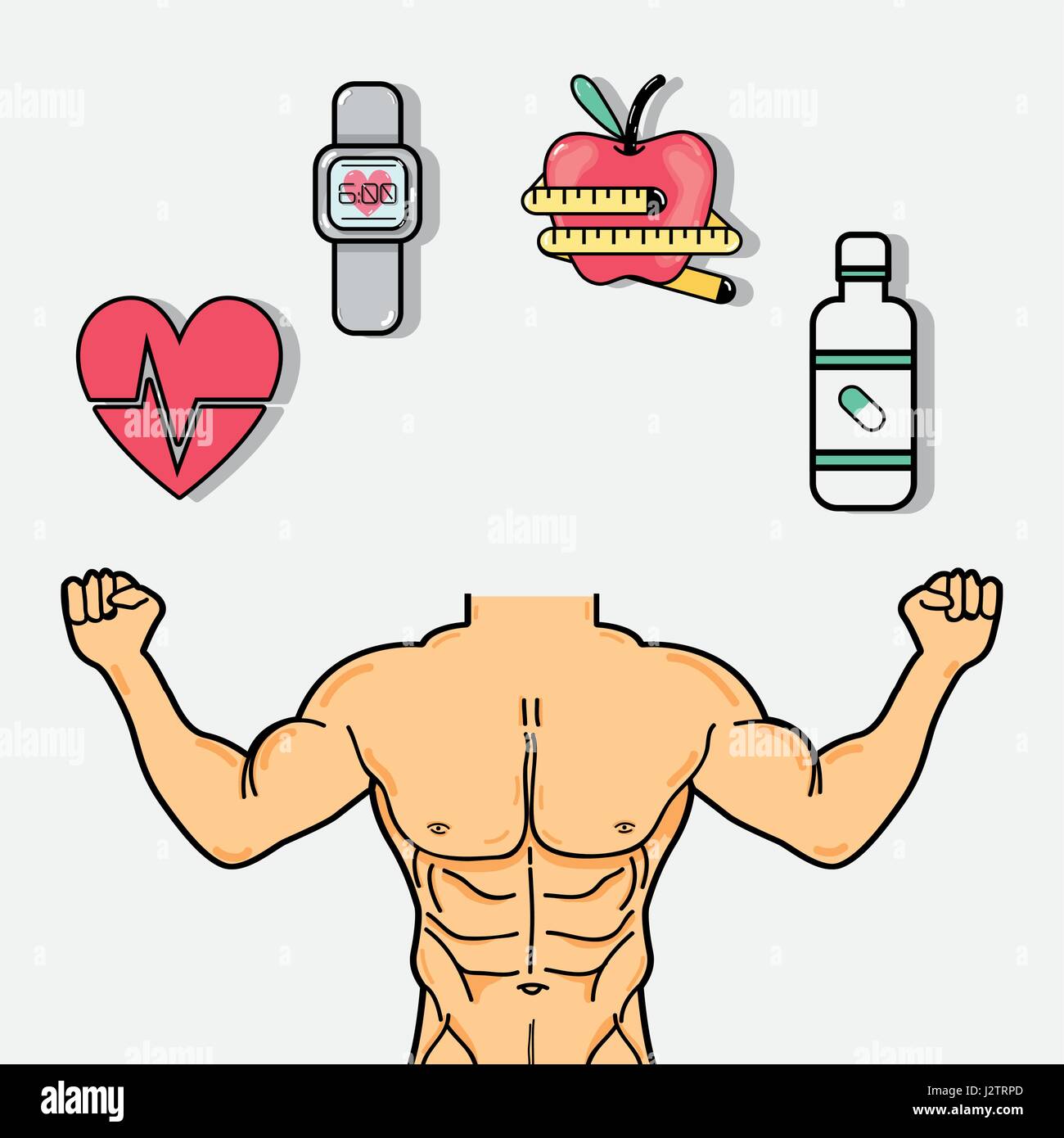 flat line concept toned body fitness Stock Vector Image & Art - Alamy