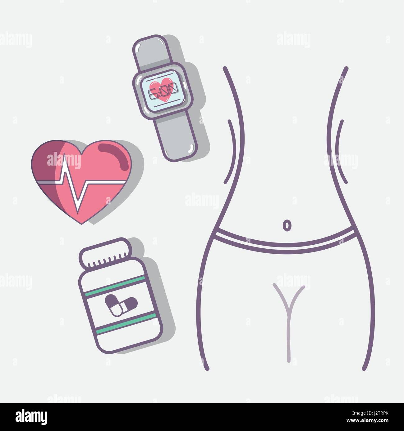 flat line concept toned body fitness Stock Vector Image & Art - Alamy