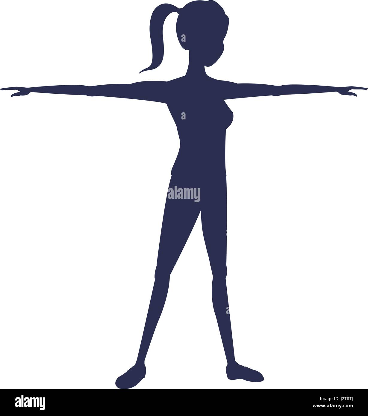 silhouette sport girl fitness with open arms Stock Vector Image & Art ...