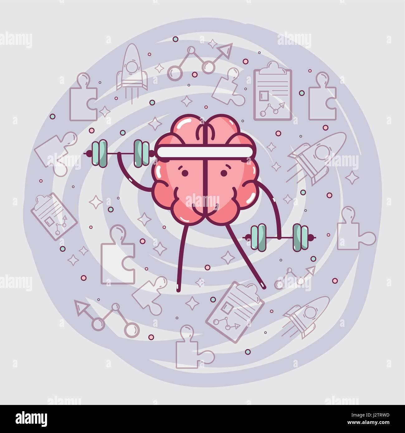 icon adorable kawaii brain doing exercise Stock Vector Image & Art - Alamy