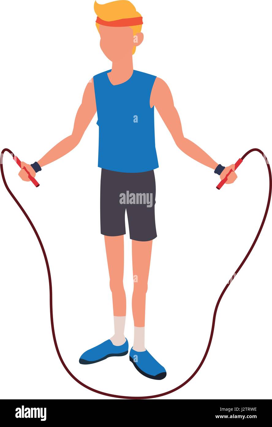 man with jump rope fitness sport training Stock Vector Image & Art - Alamy