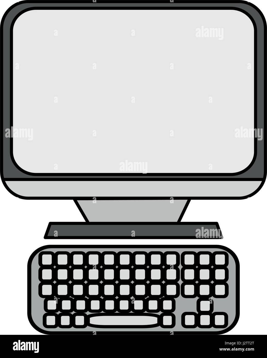 colorful caricature image computer desk with keyboard Stock Vector ...