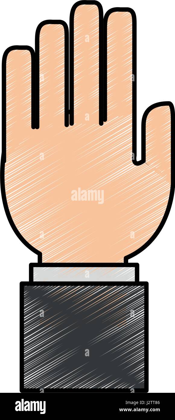 color pencil image front view hand with side fingers Stock Vector Image ...