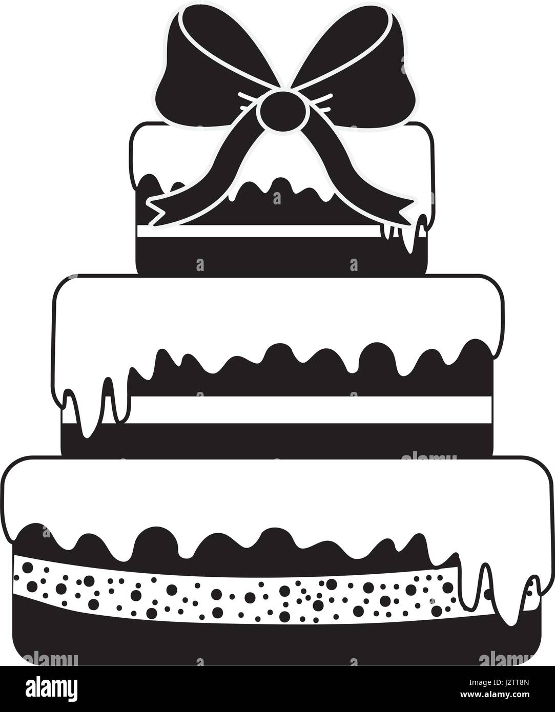 contour delicious pastel with ribbon bow to happy birthday Stock Vector ...