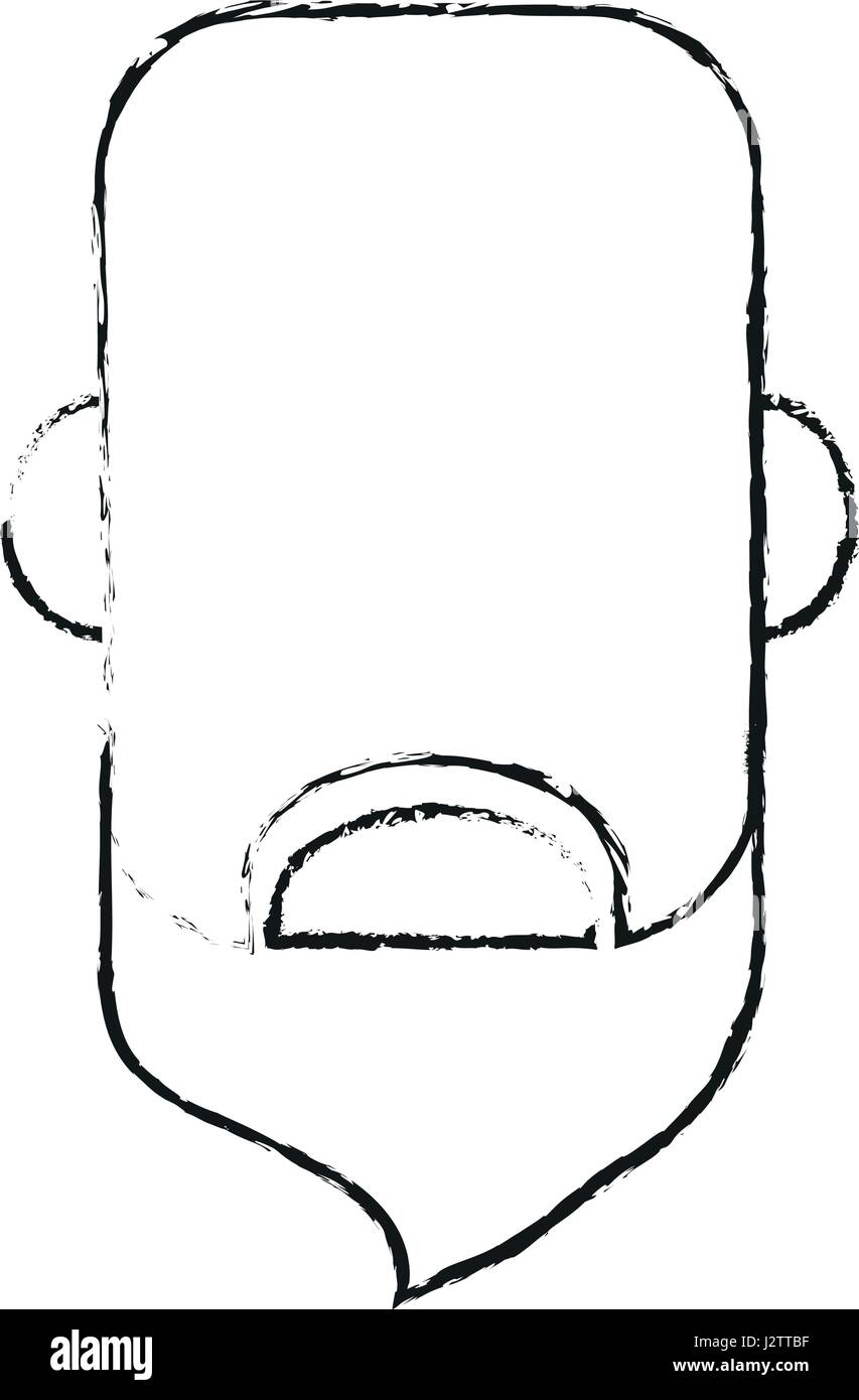 blurred silhouette caricature faceless front view bald man with beard ...