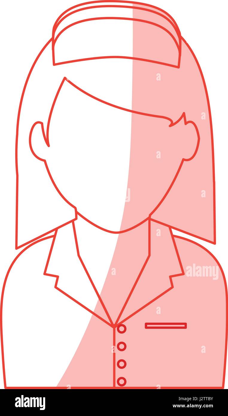red silhouette shading faceless female nurse half body Stock Vector ...