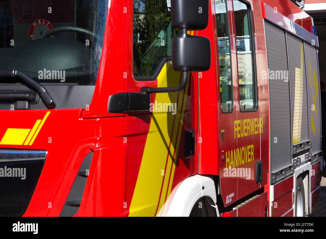 HANNOVER / GERMANY - APRIL 25, 2017: german fire engine stands on ...