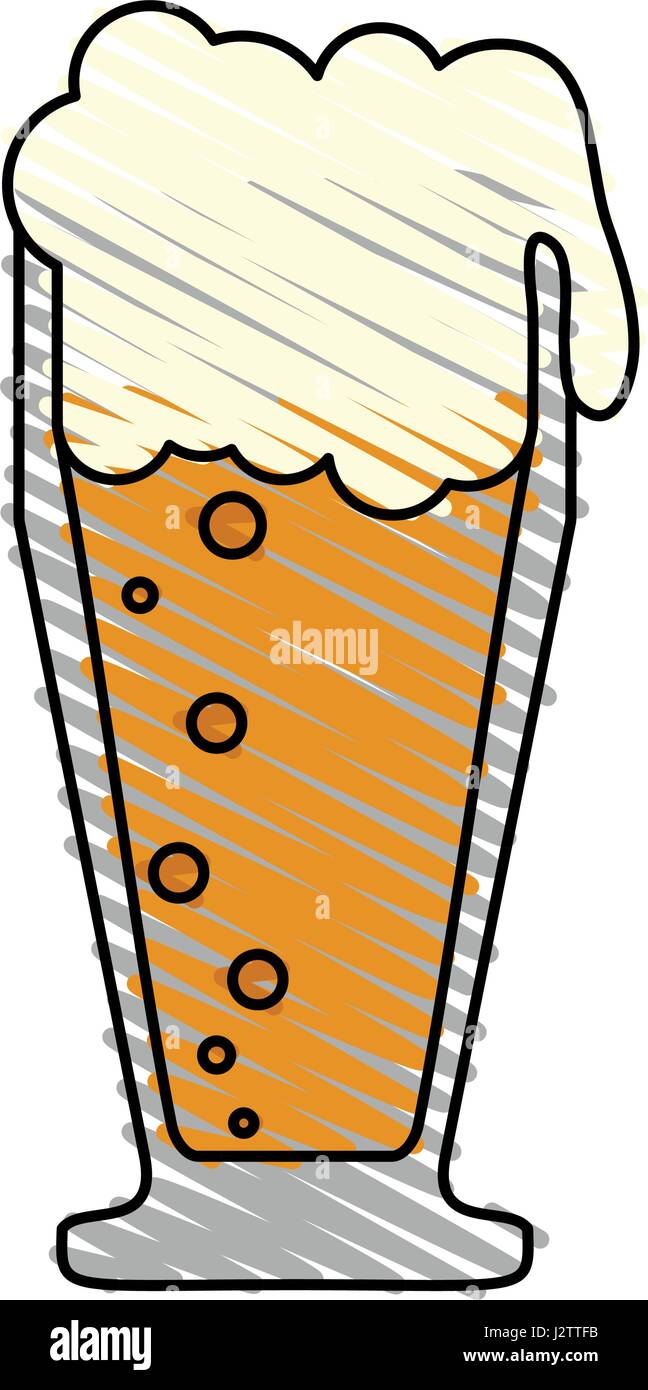 color drawing pencil cartoon foamy beer glass Stock Vector Image & Art ...