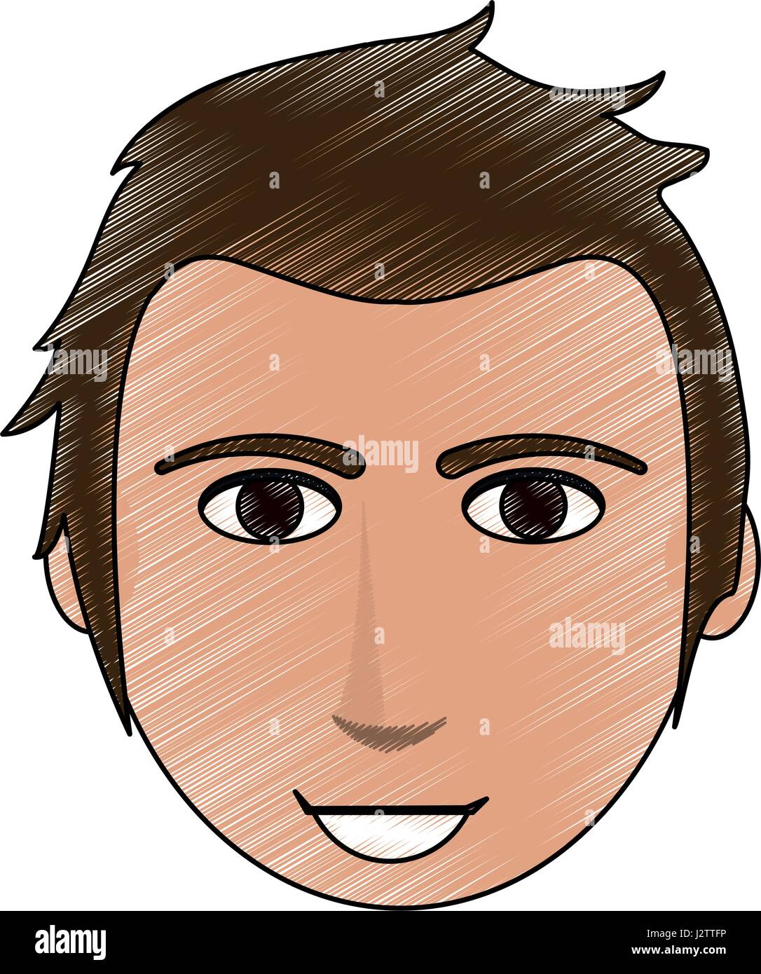 color pencil cartoon front face man with hairstyle Stock Vector Image ...