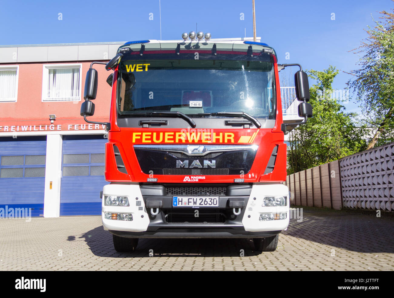 HANNOVER / GERMANY - APRIL 25, 2017: german fire engine stands on ...