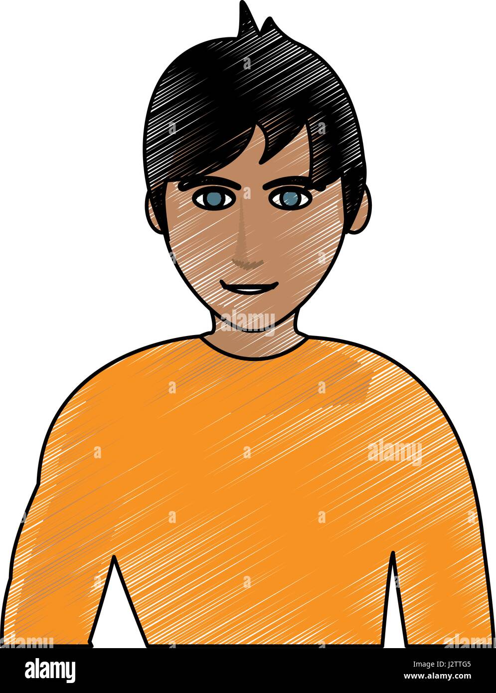 color pencil cartoon half body man with muscular body Stock Vector ...