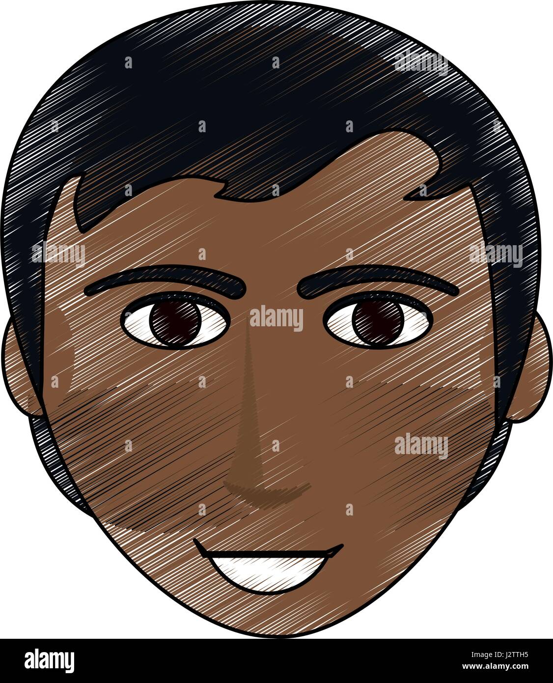 color pencil cartoon front face man brunette with hairstyle Stock ...
