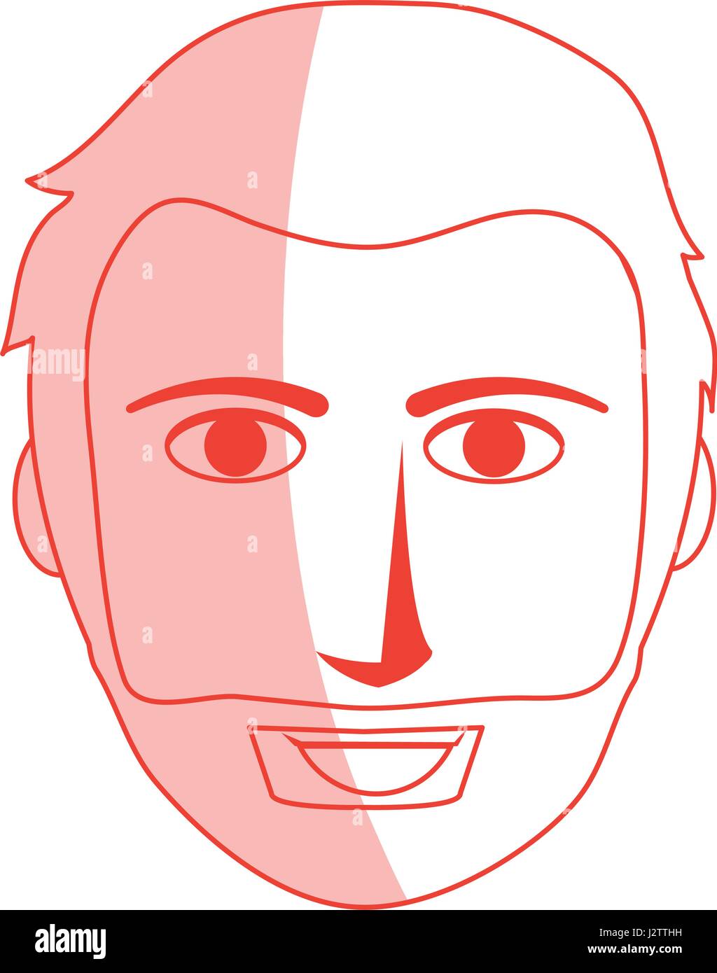 red silhouette shading front face man with beard and moustache Stock ...