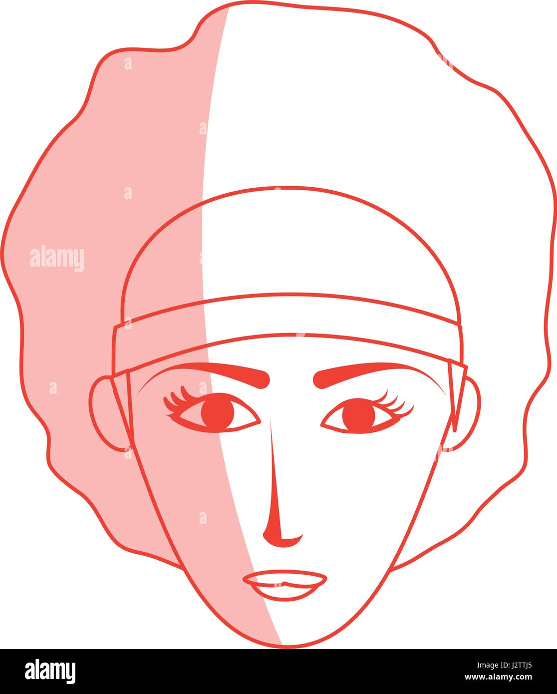 red silhouette shading cartoon front face woman with afro hair Stock ...