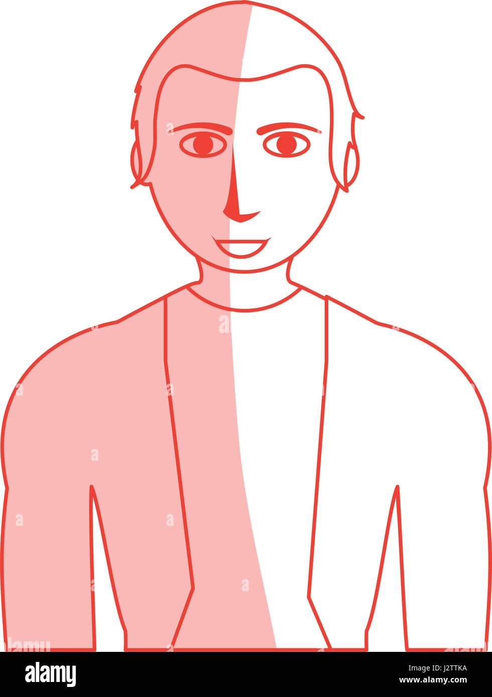 red silhouette shading cartoon half body guy with atlethic body and ...