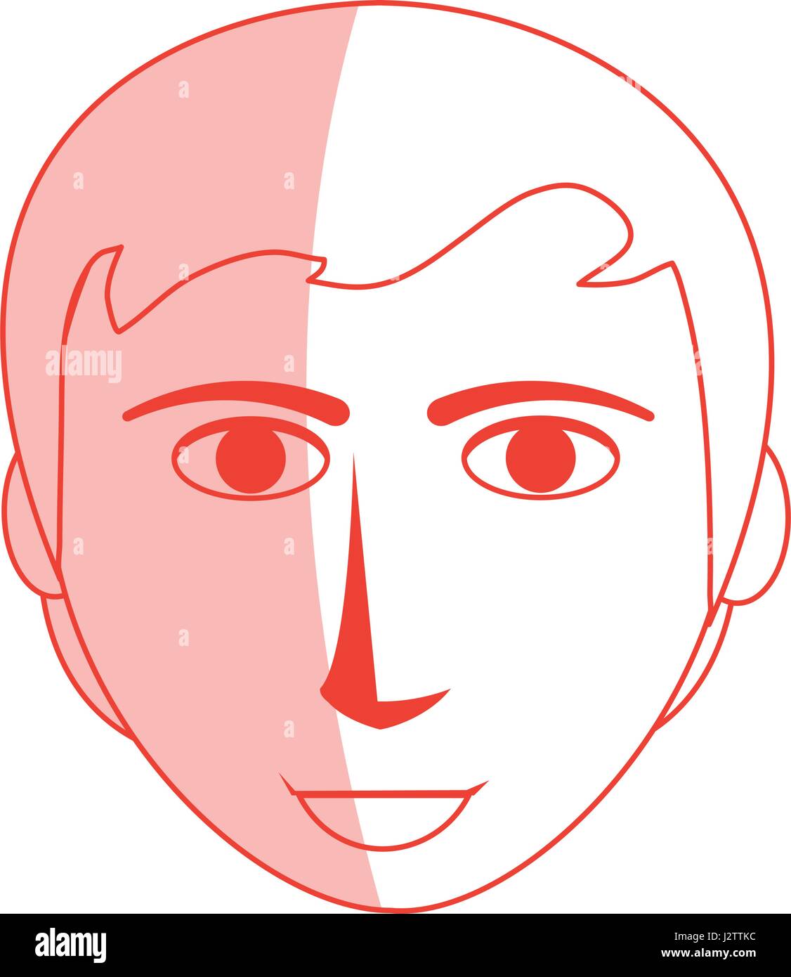 red silhouette shading cartoon front face guy with hairstyle smile ...